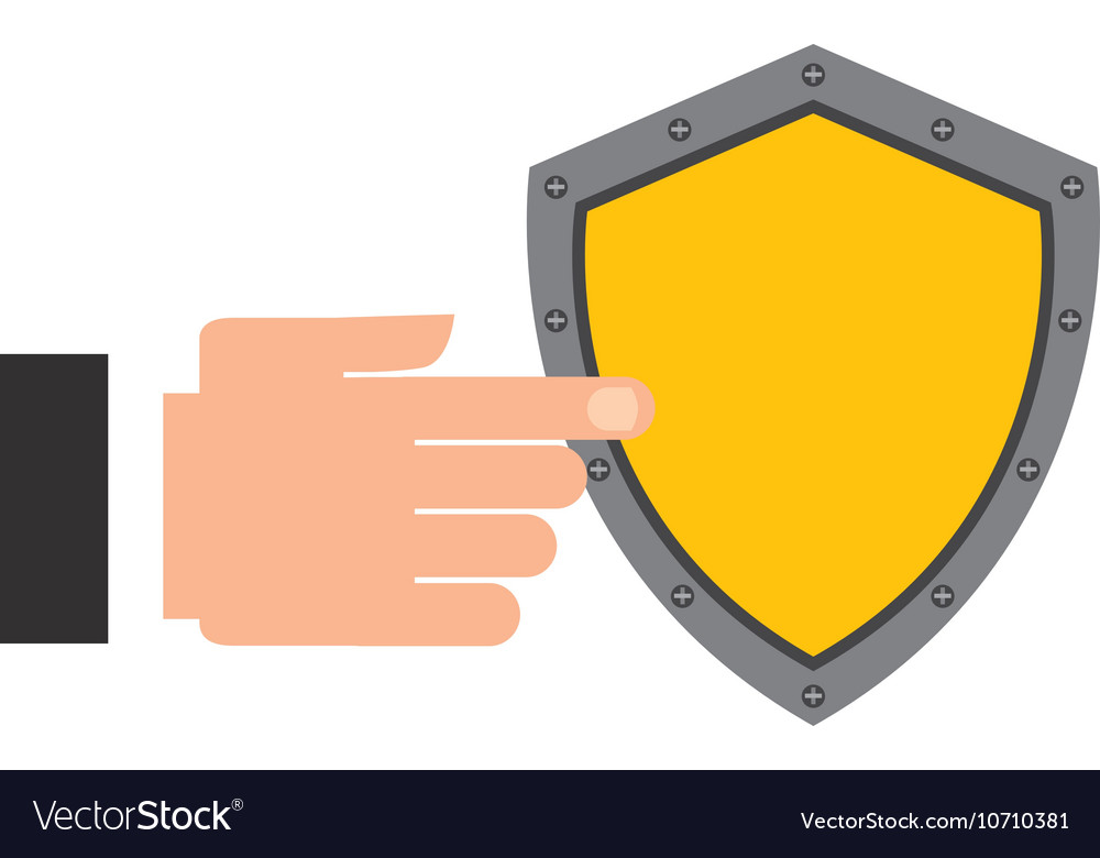 Shield security system flat icon Royalty Free Vector Image