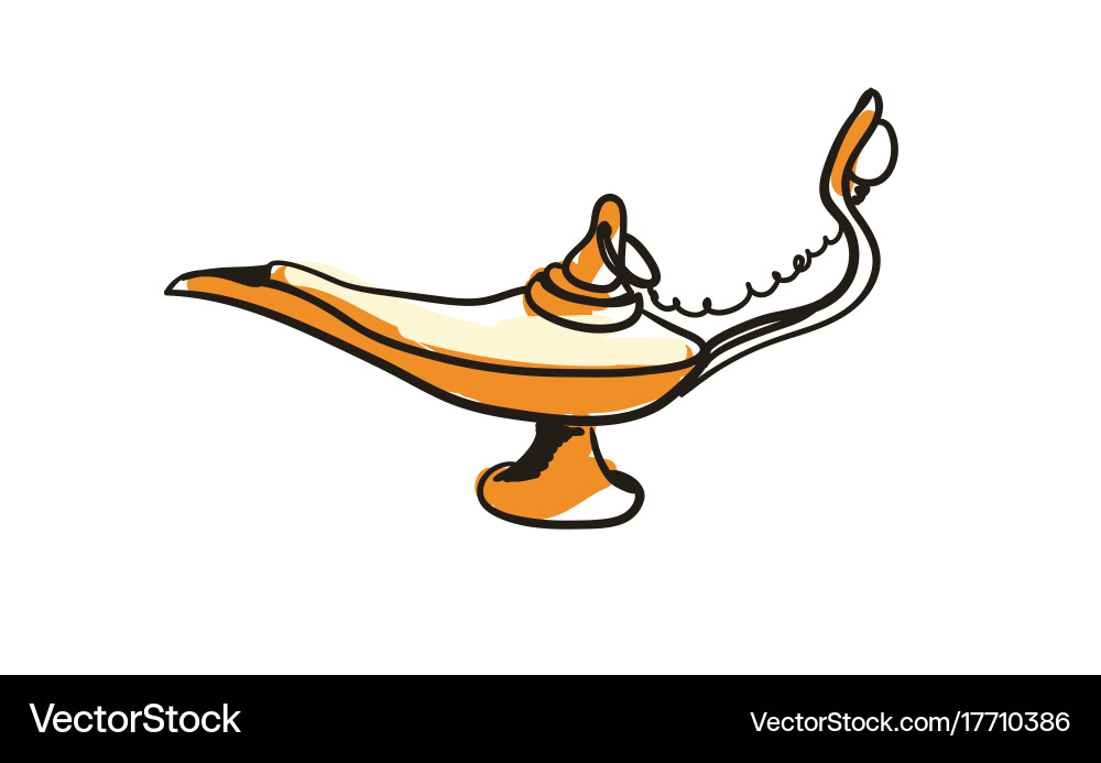 Ancient oil lamp hand drawn icon Royalty Free Vector Image