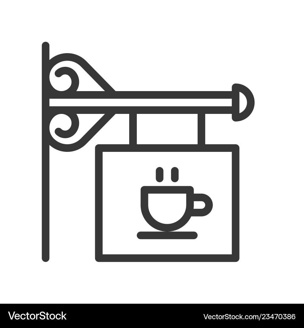 Cafe sign coffee related line style editable Vector Image