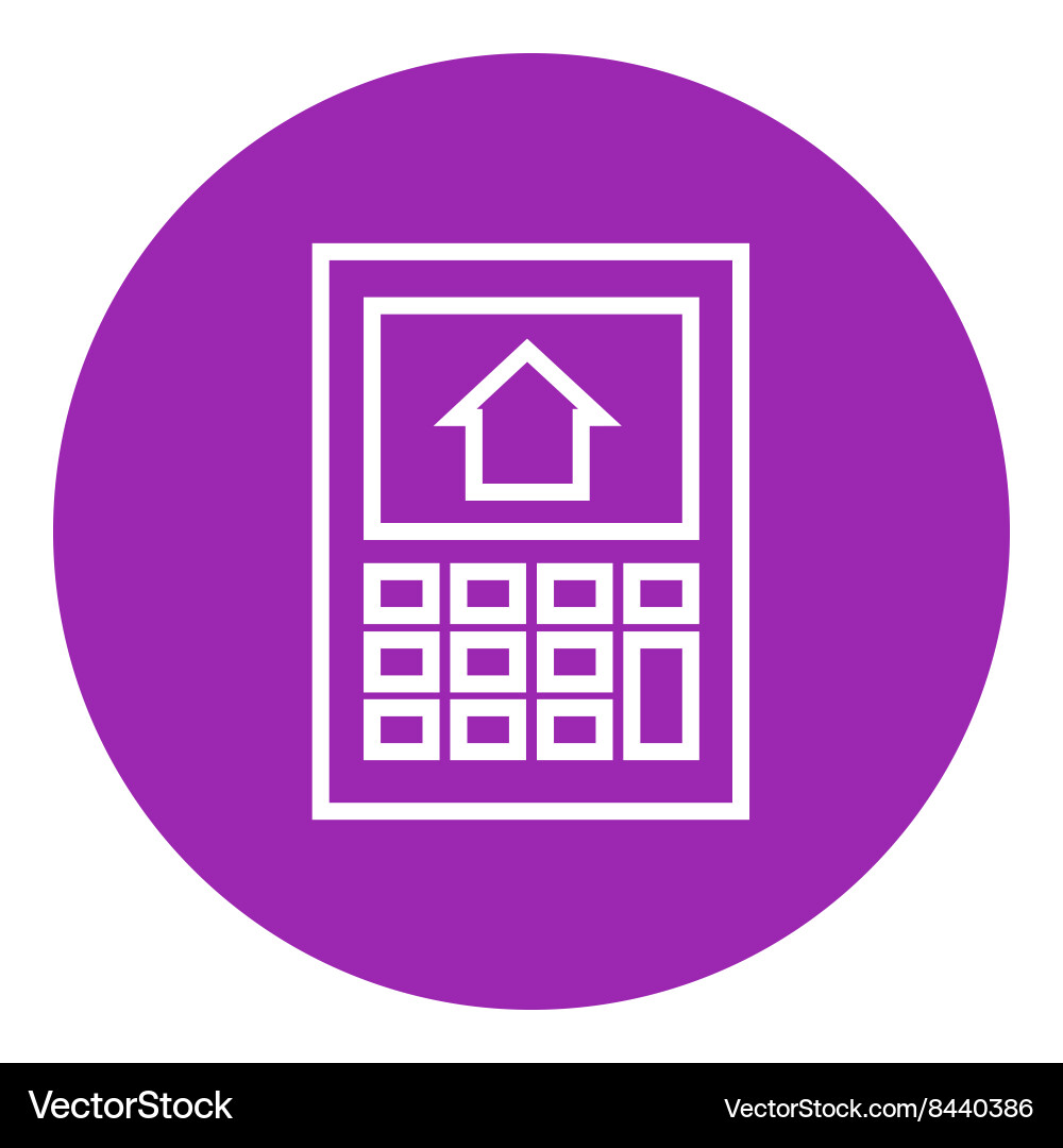 Calculator with house on display line icon Vector Image
