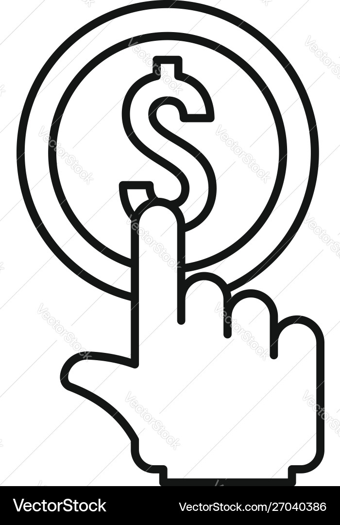 Click gold coin icon outline style Royalty Free Vector Image
