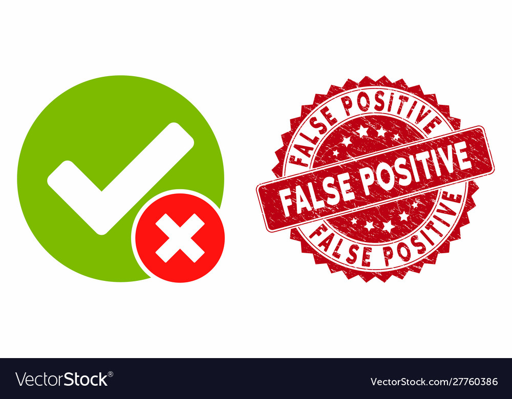 False positive icon with scratched false positive Vector Image False positive icon with scratched false positive Vector Image