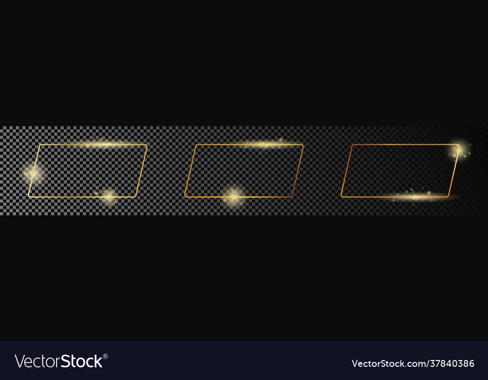 Gold glowing rounded rectangular shape frame Vector Image