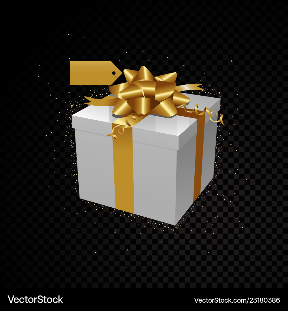 Golden 3d gift box isolated on black Royalty Free Vector