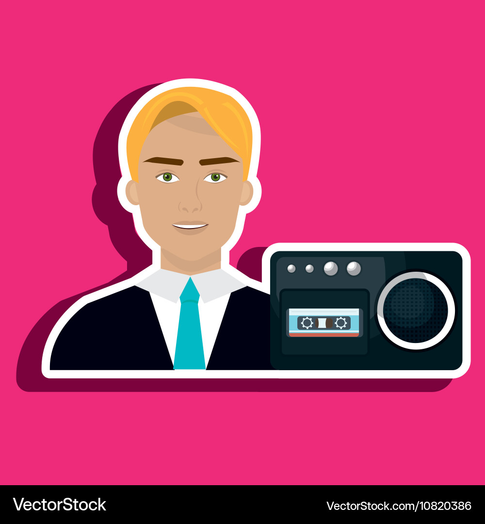 Man voice recorder news Royalty Free Vector Image