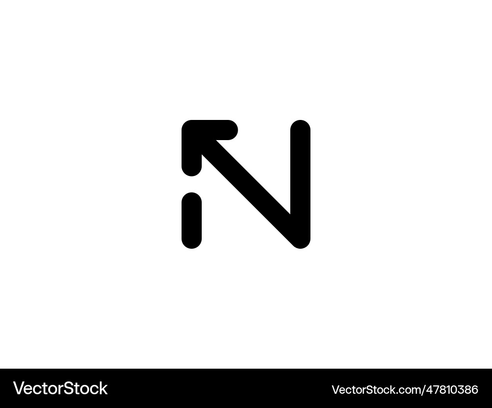 Minimal letter n arrow logo design Royalty Free Vector Image