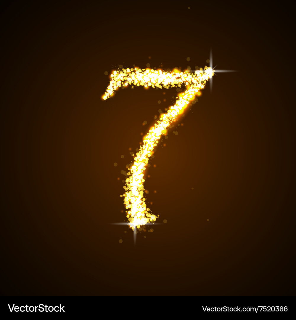 Number seven gold glittering stars Royalty Free Vector Image
