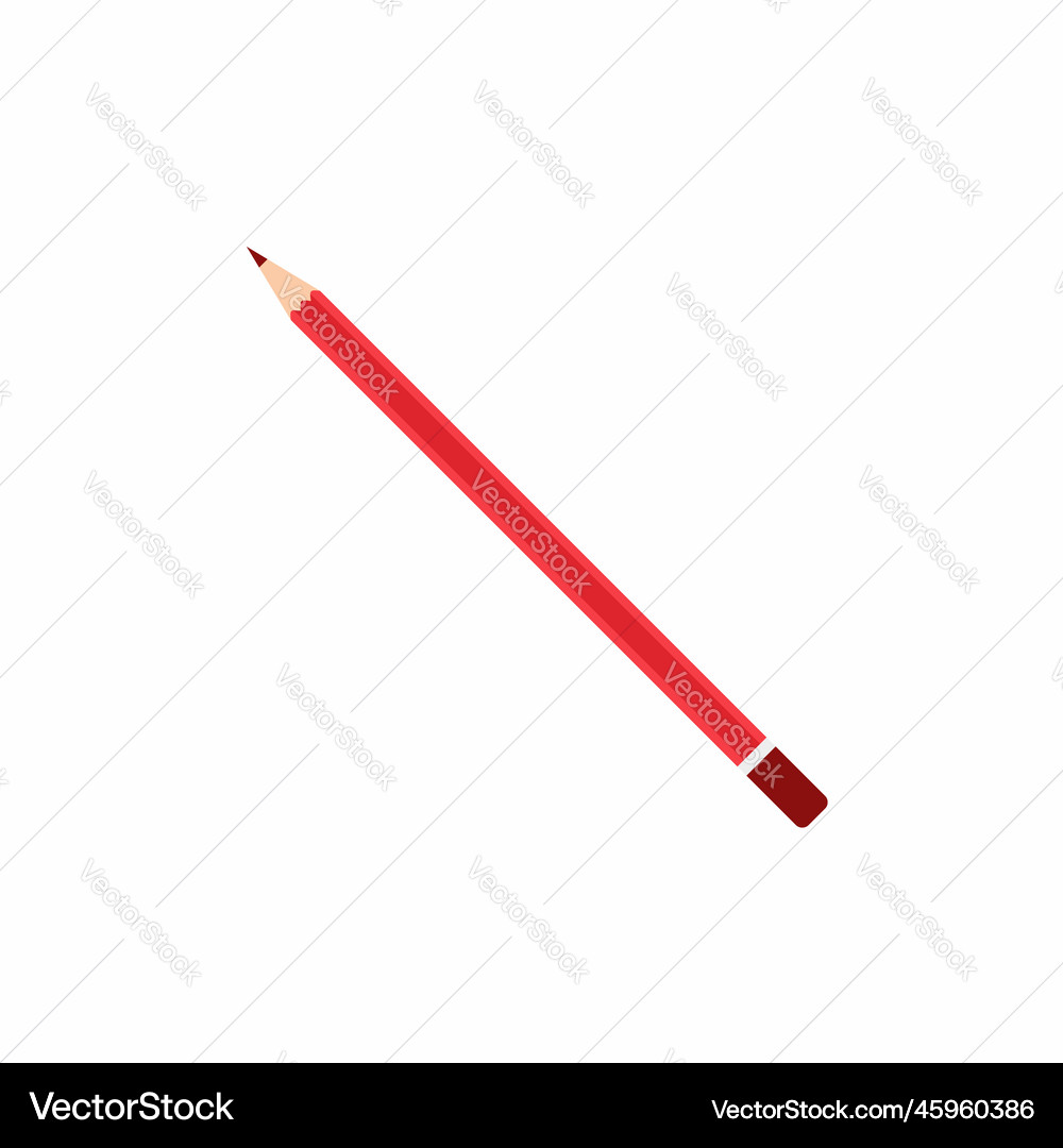 Red pencil flat design icon cartoon style drawing Vector Image