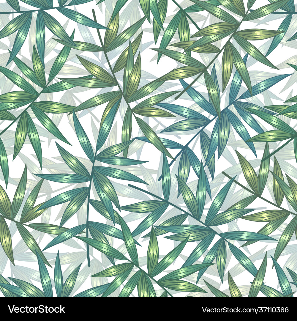 Seamless pattern with green bamboo leaves Vector Image