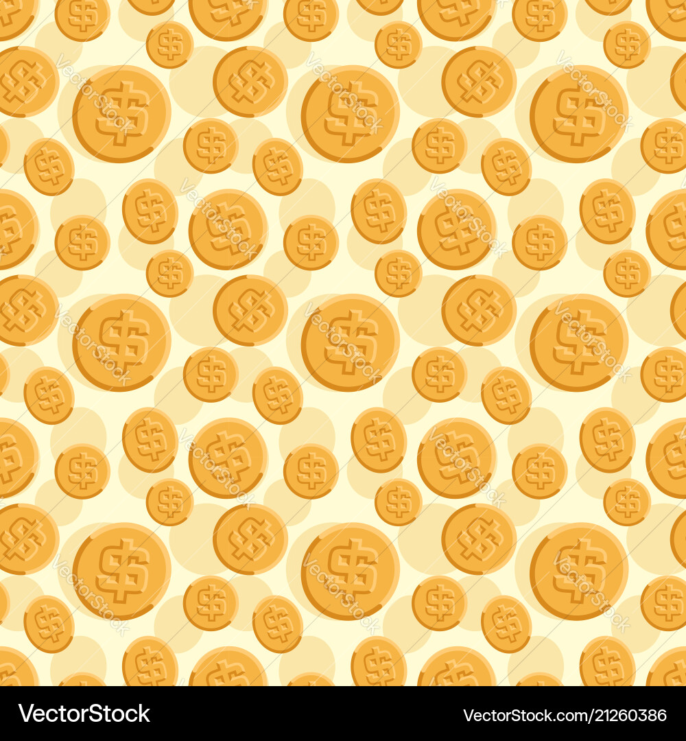 Seamless texture with golden coins flat style Vector Image