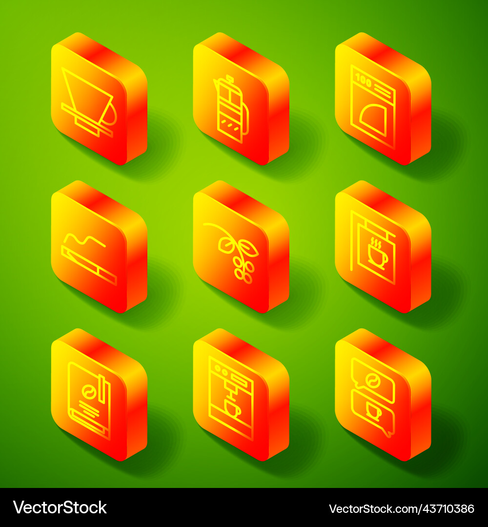 Set line v60 coffee maker french press coffee Vector Image