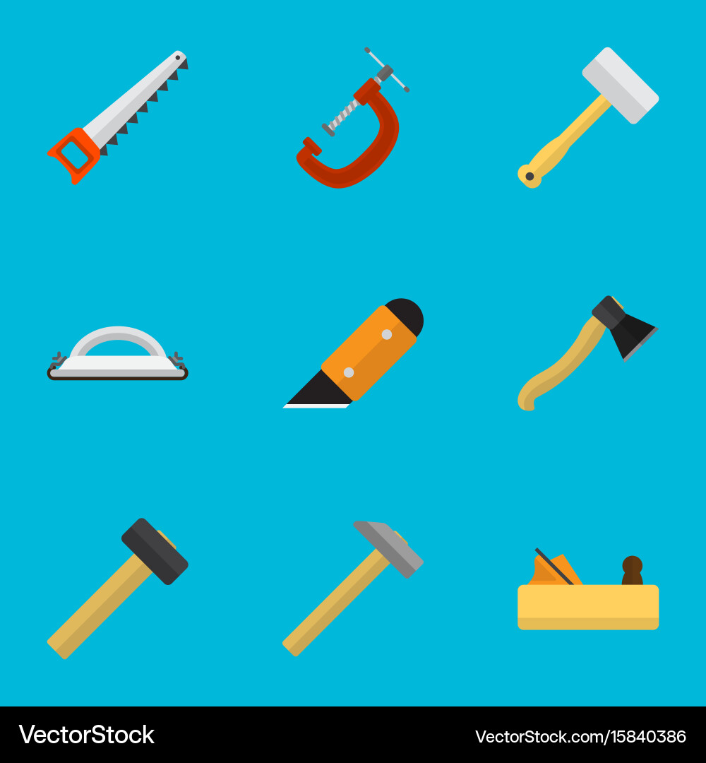 Set of 9 editable equipment icons includes Vector Image