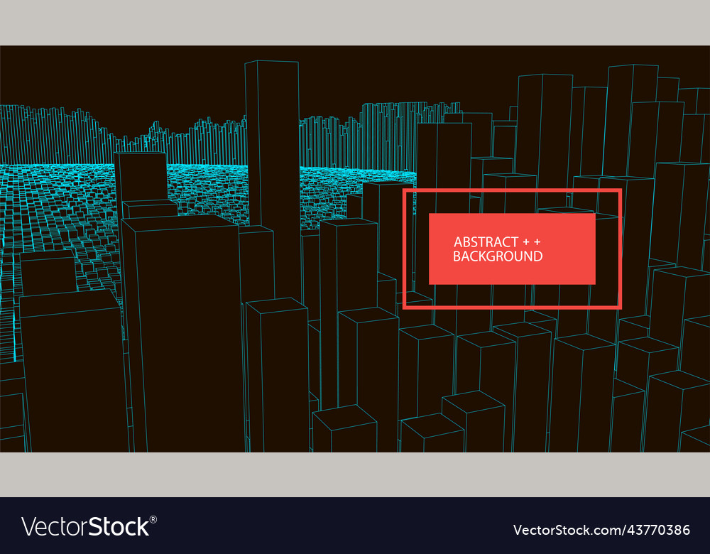 Square pattern wireframe landscape background Vector Image