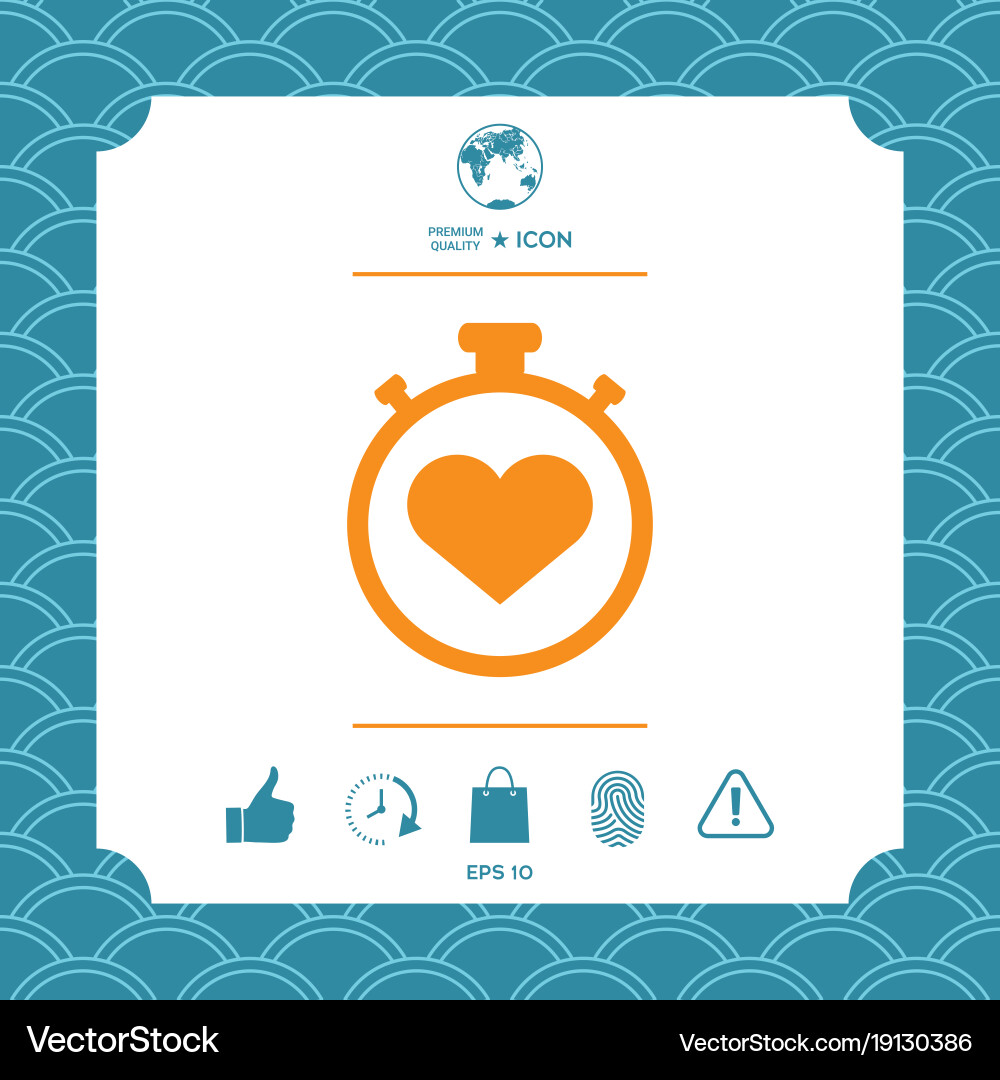 Stopwatch with heart symbol - icon heart timer Vector Image