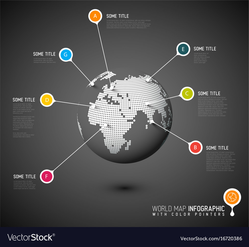 World map globe with pointer marks Royalty Free Vector Image