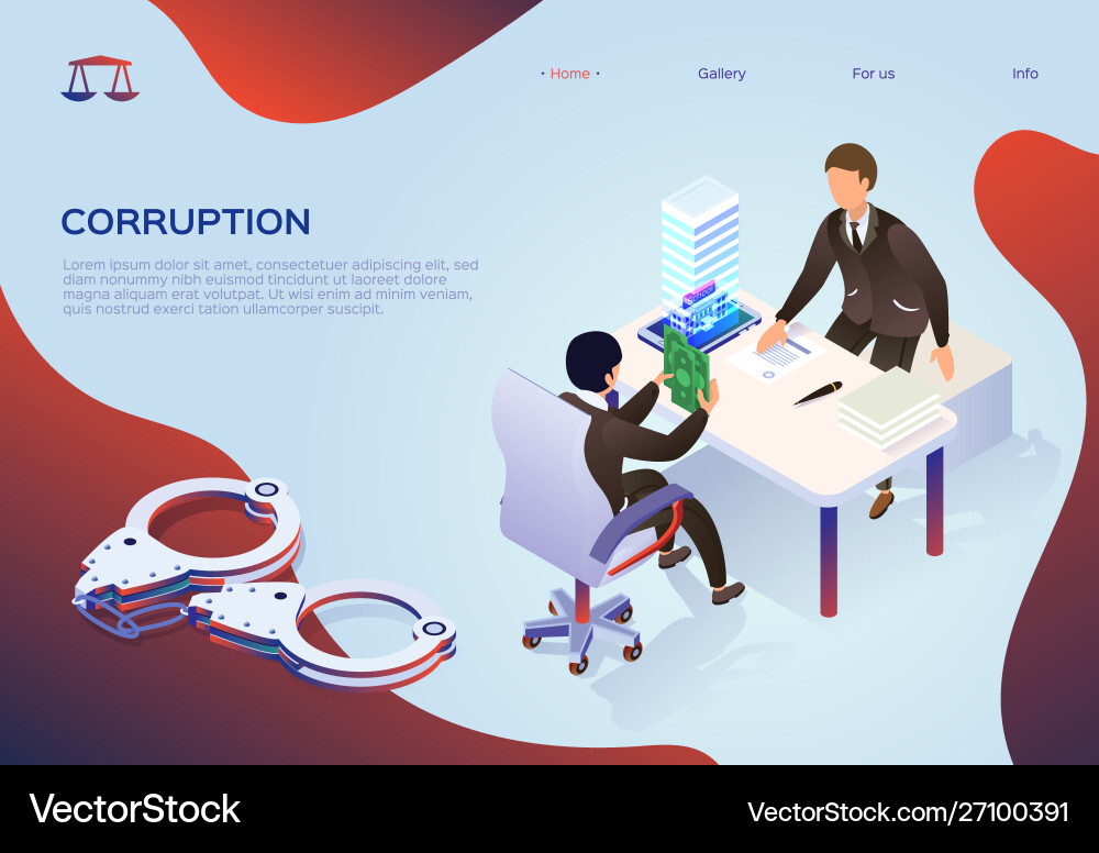 Banner inscription corruption bribing officials Vector Image