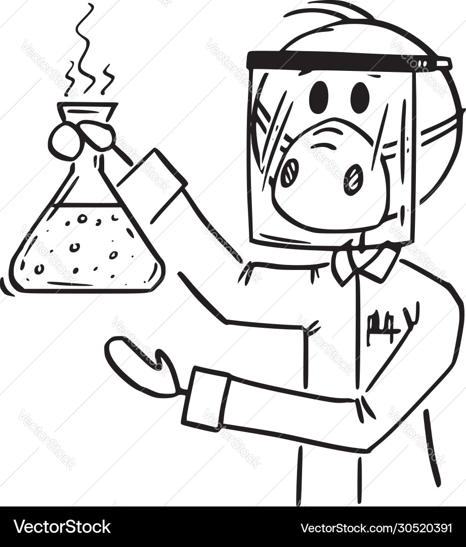 Cartoon scientist wearing face mask and shield Vector Image