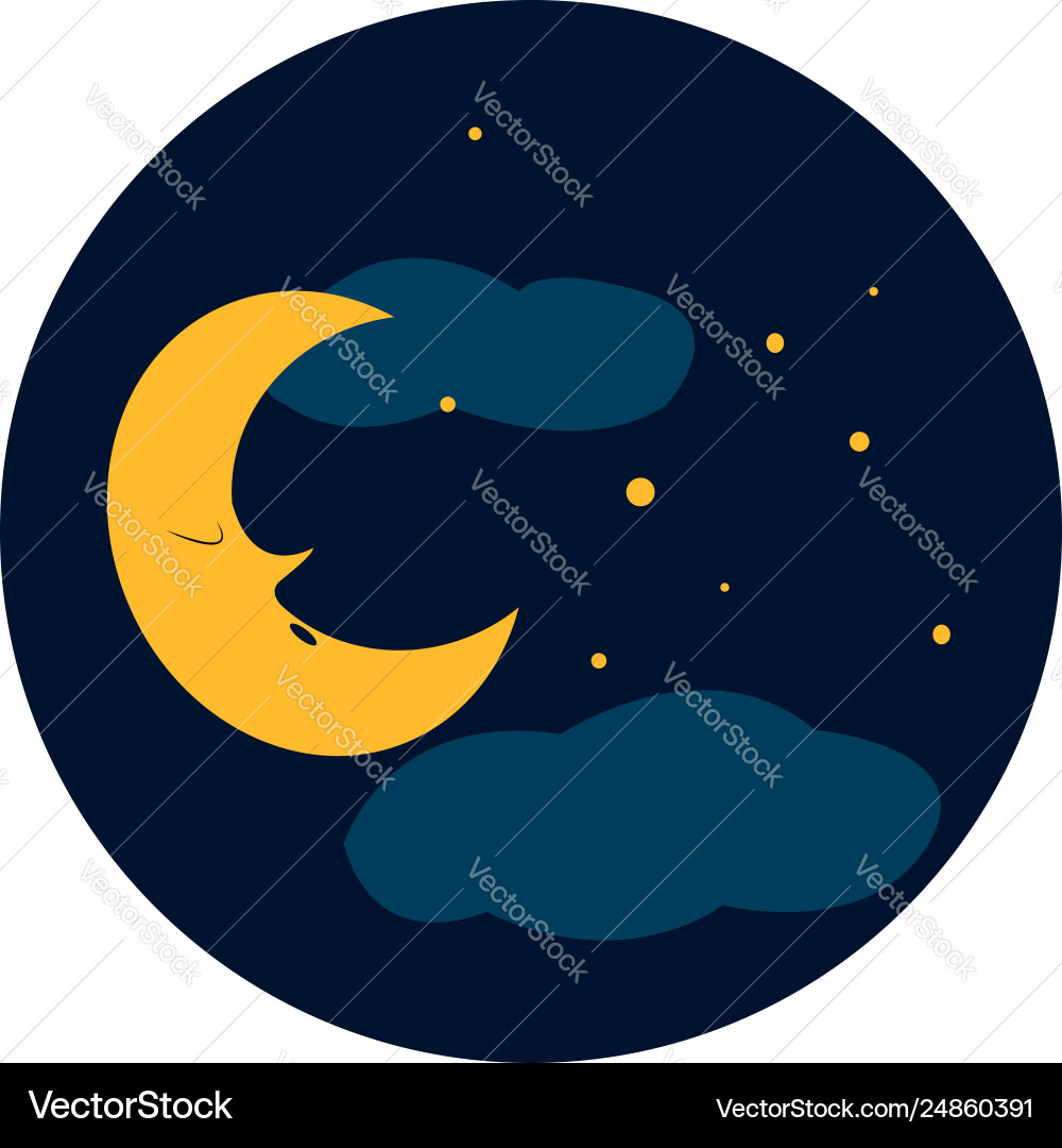 Clipart a blue sky with a resting moon Royalty Free Vector
