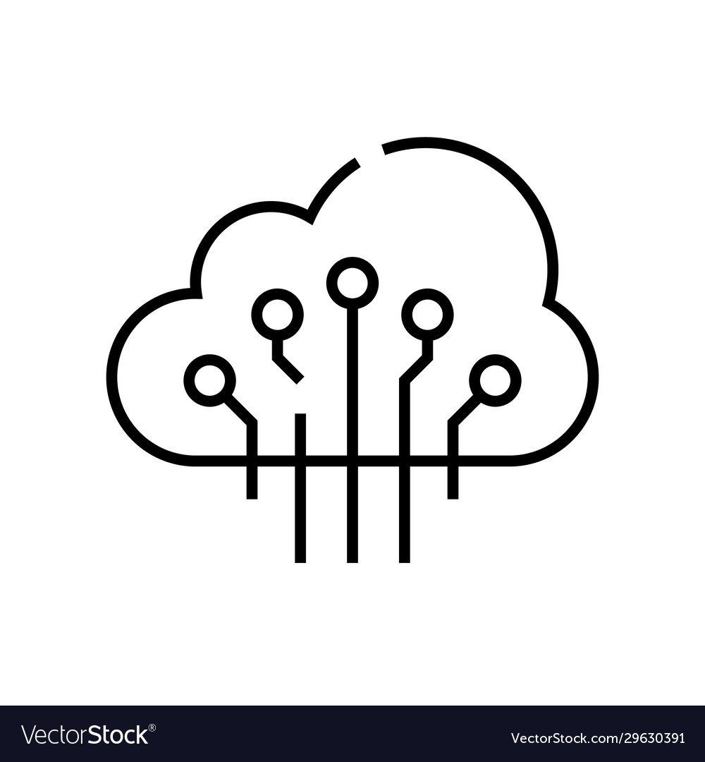 Cloud service line icon concept sign outline Vector Image