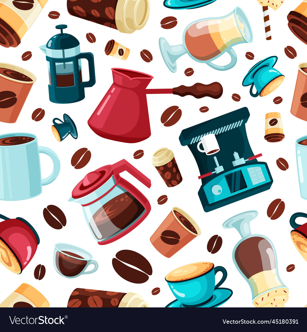 Coffee pattern seamless background Royalty Free Vector Image