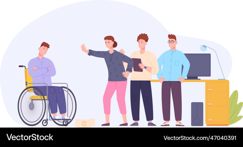 Disabled people discrimination jobless person Vector Image
