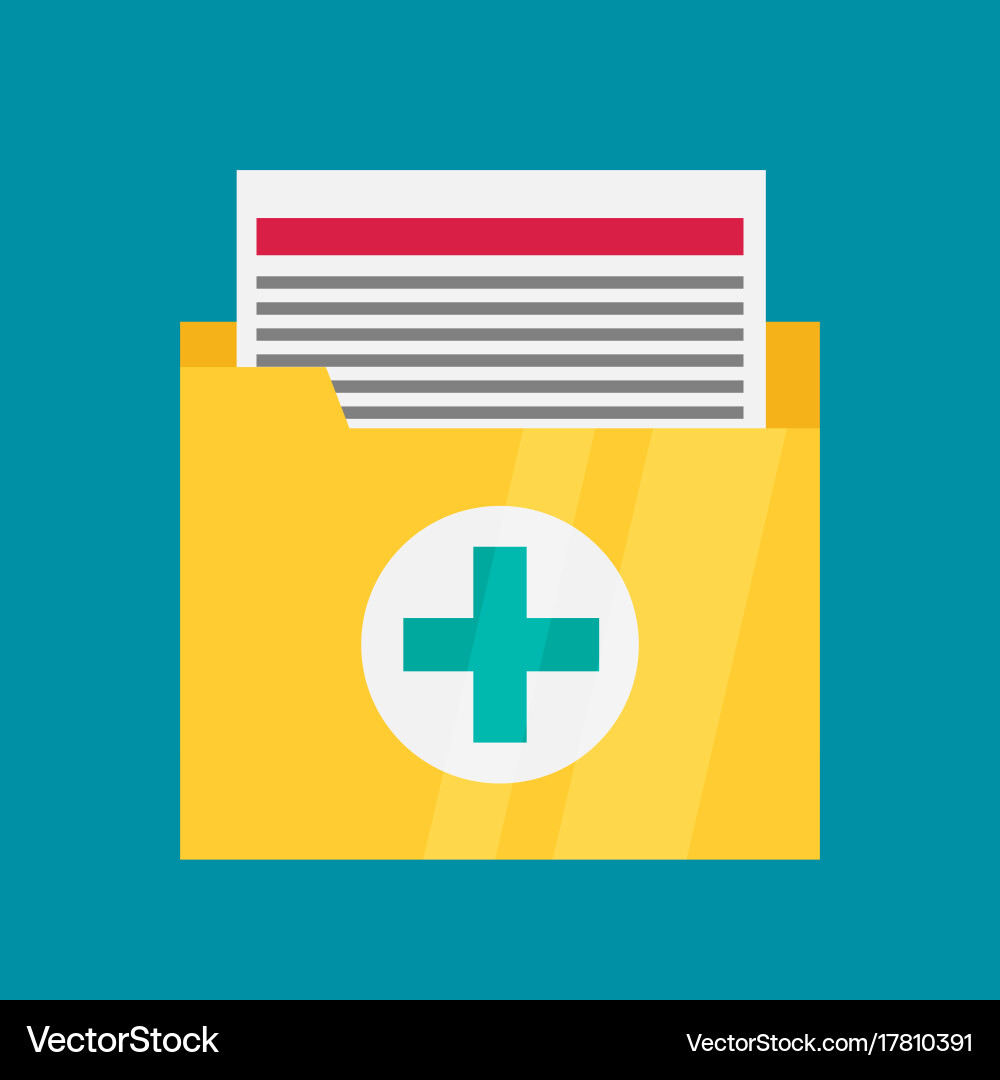 Medical files icon in flat style Royalty Free Vector Image
