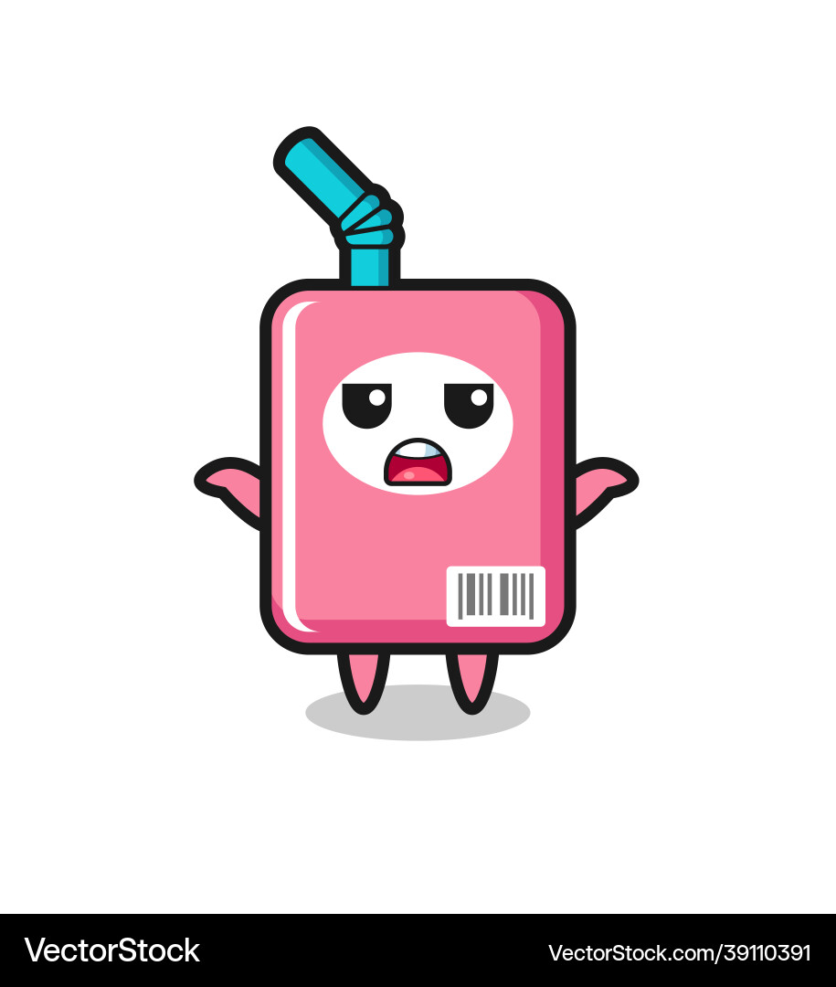 Milk box mascot character saying i do not know Vector Image