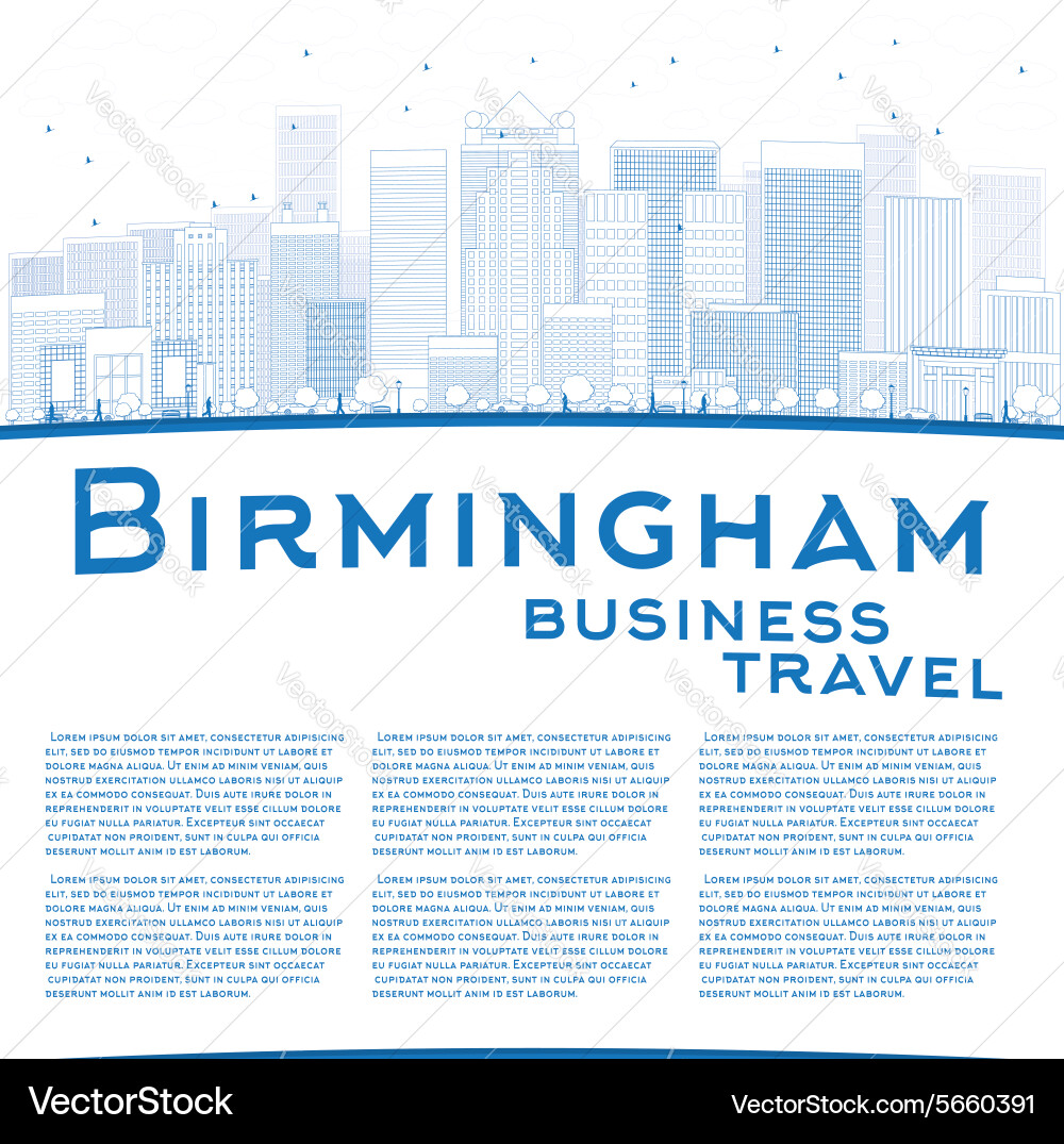 Outline birmingham alabama skyline Royalty Free Vector Image