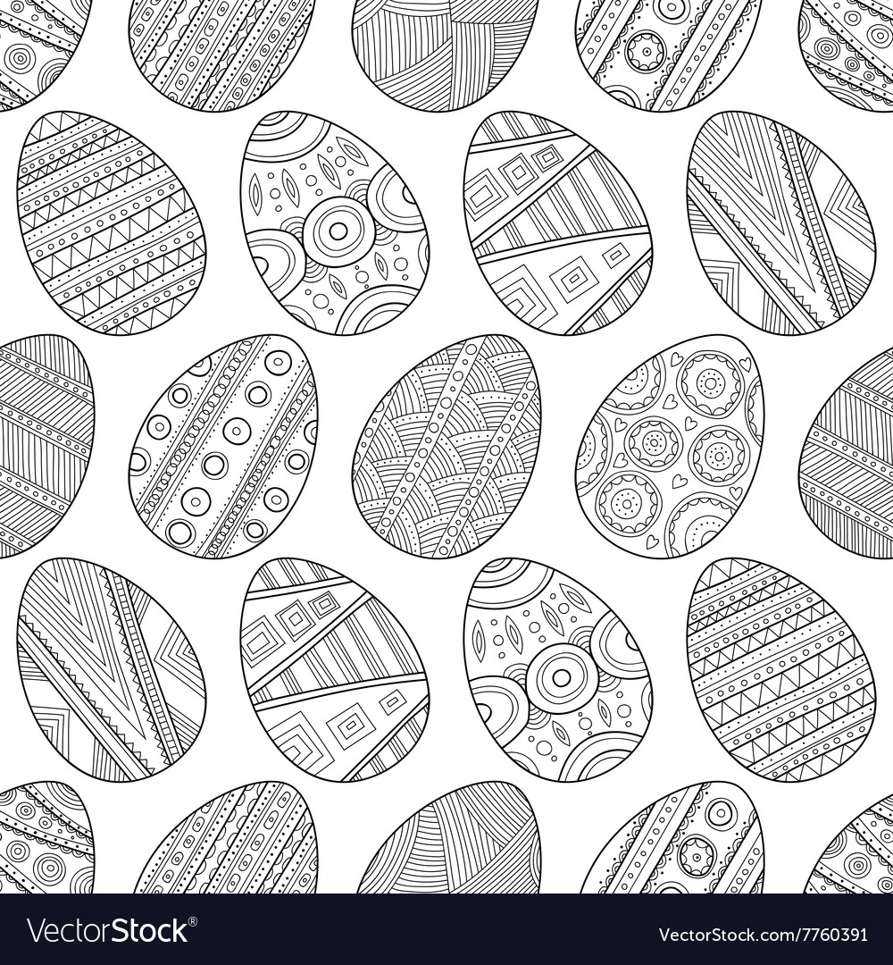 Seamless black and white pattern Easter eggs for Vector Image