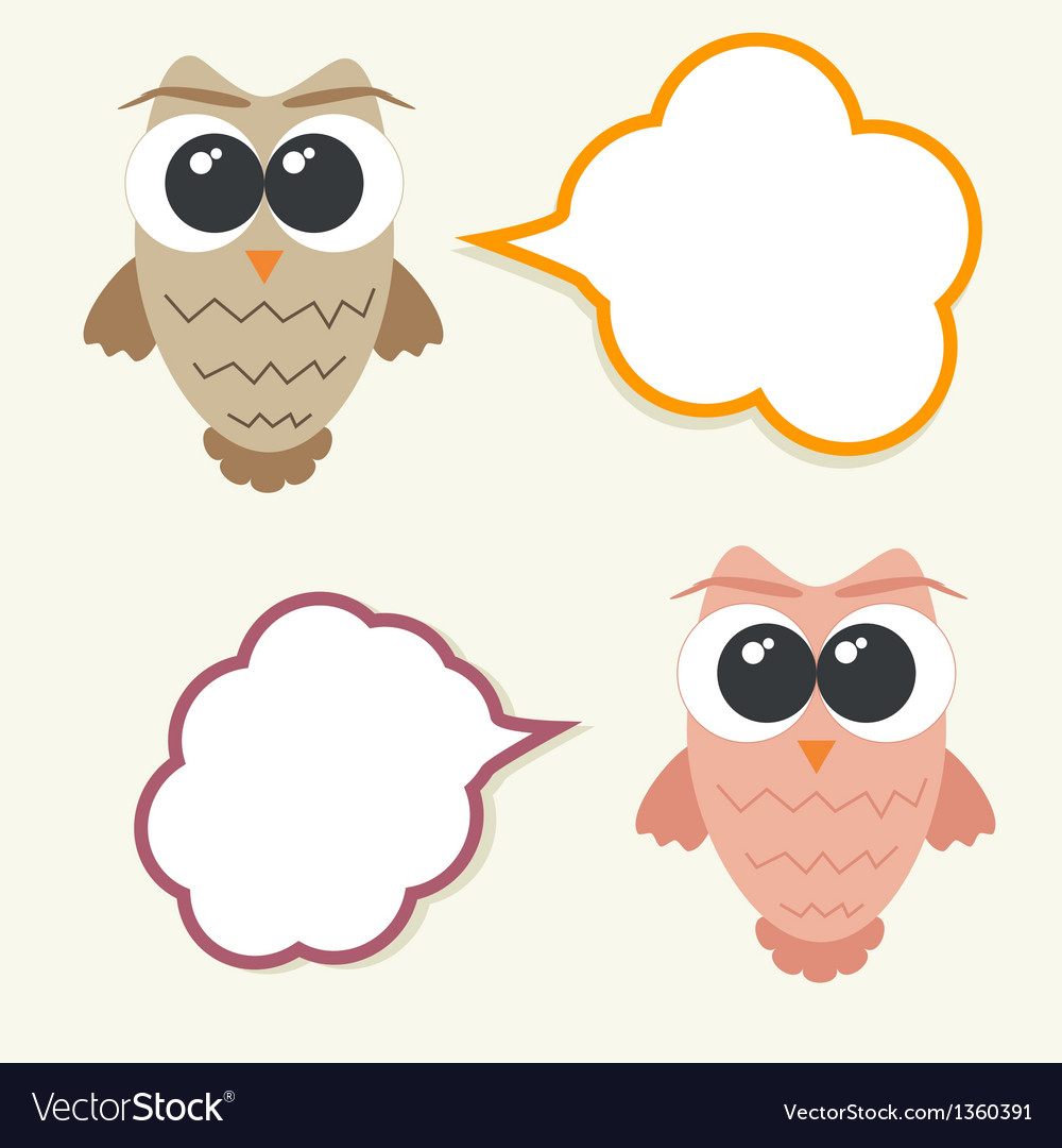 Set og talking owls with speech bubbles for Vector Image
