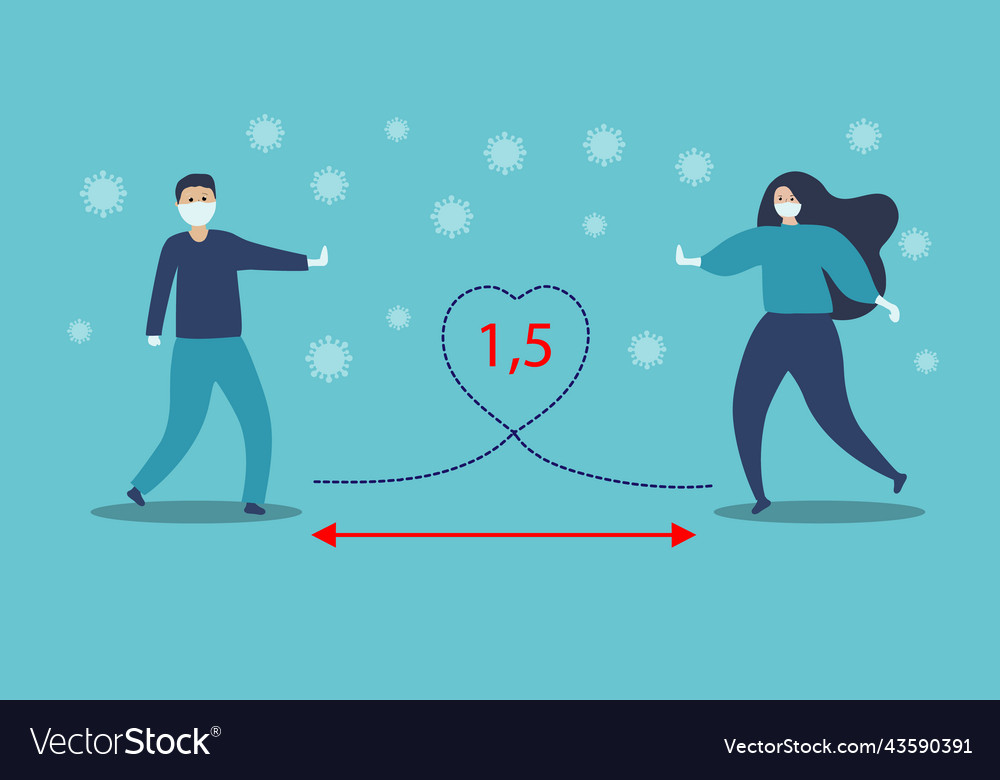 Social distance as a safe distance to avoid Vector Image