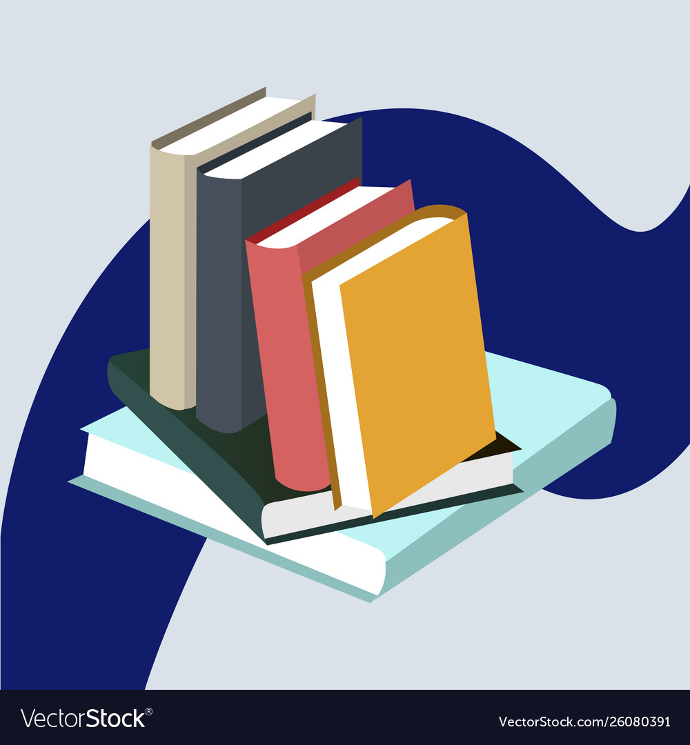 Stack books 3d isometric Royalty Free Vector Image