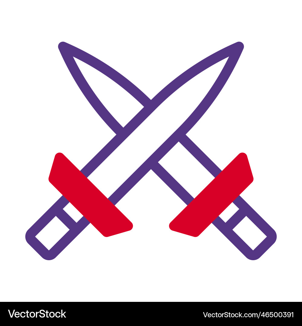 Sword icon duotone style red purple Royalty Free Vector