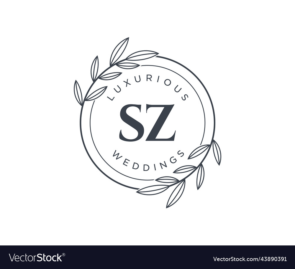 Sz initials letter wedding monogram logos Vector Image