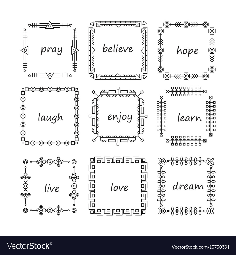 Thin line modern geometric frames Royalty Free Vector Image