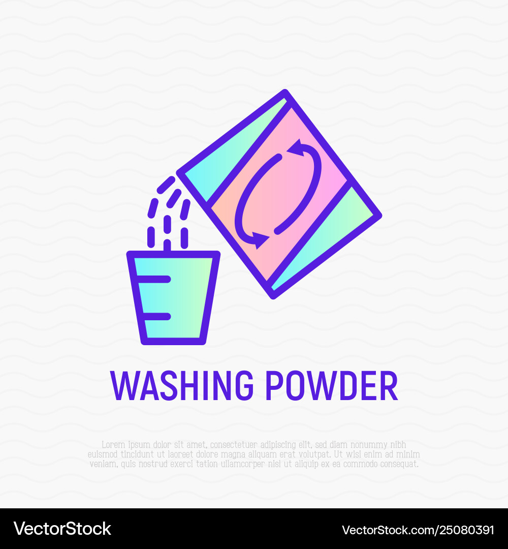 Washing powder thin line icon laundry powder pour Vector Image
