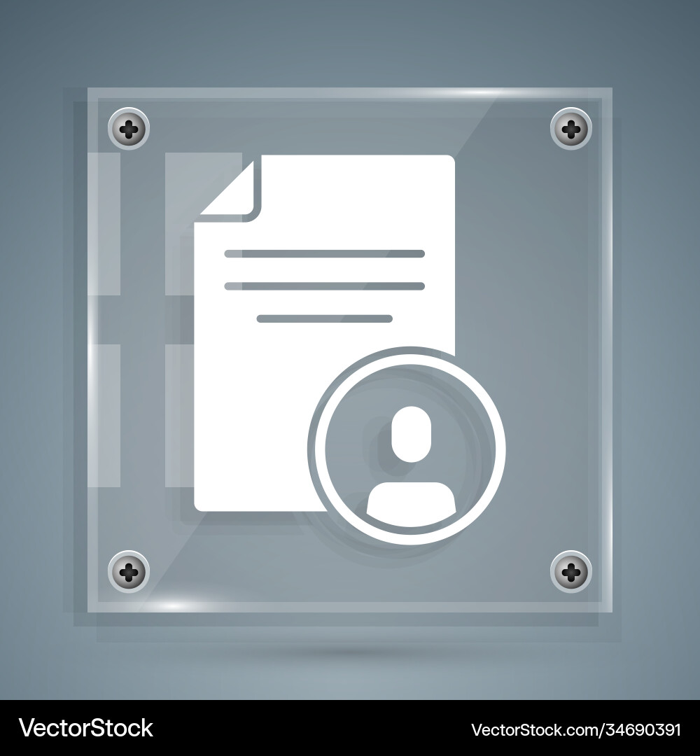 White resume icon isolated on grey background cv Vector Image