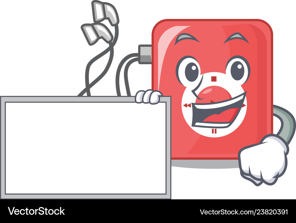 With board mp3 player in the cartoon shape Vector Image