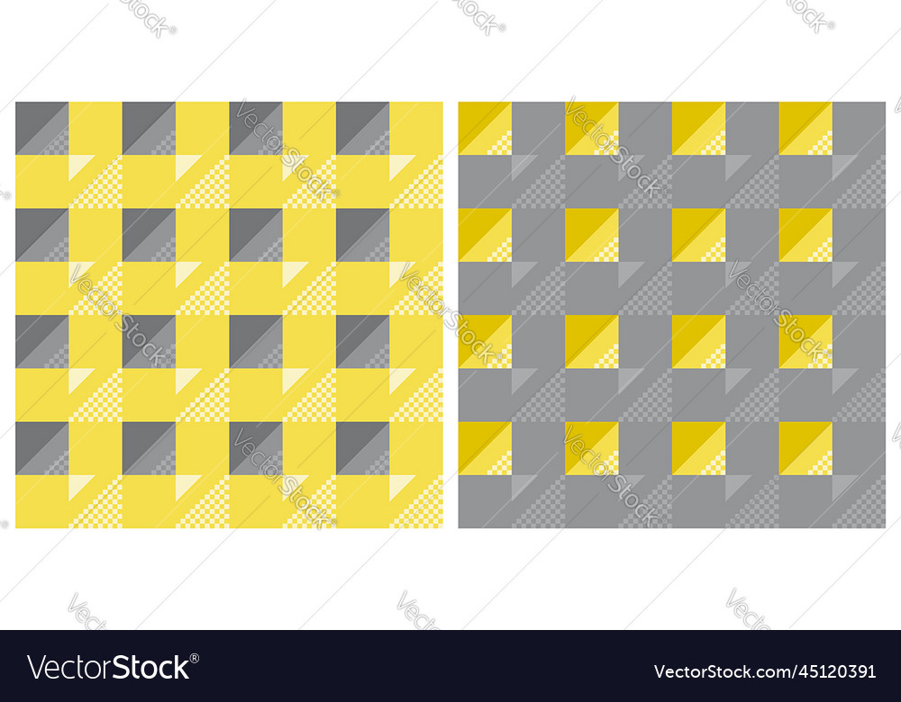 Yellow gray checkered pattern diagonal pixel dot Vector Image