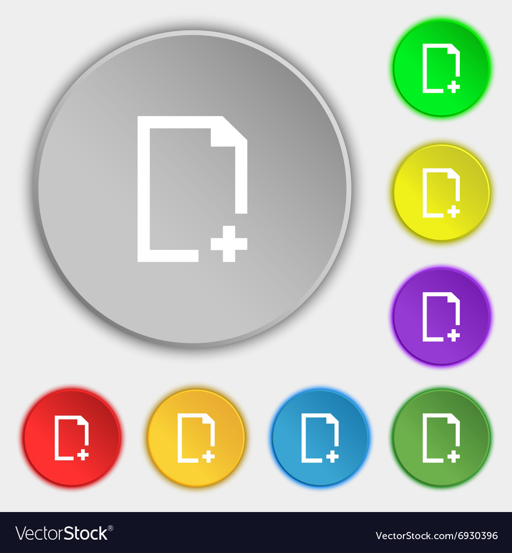 Add file icon sign symbol on eight flat buttons Vector Image