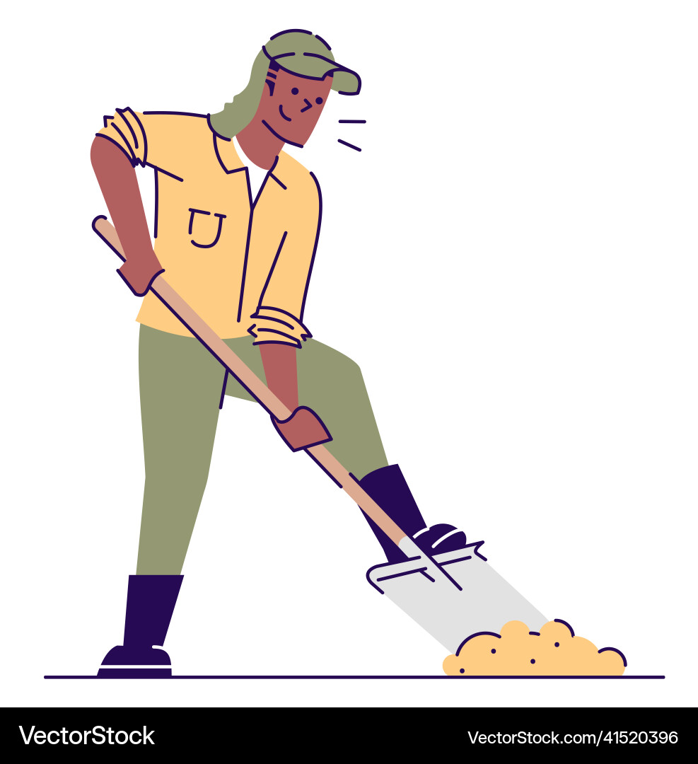 Archaeologist digging ground semi flat rgb color Vector Image
