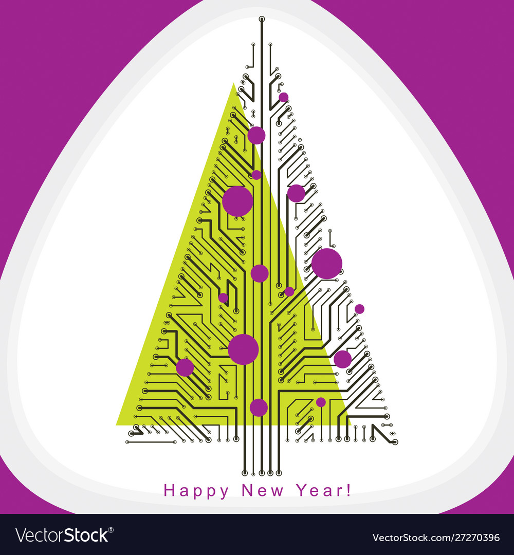 Art graphic digital christmas tree made using Vector Image