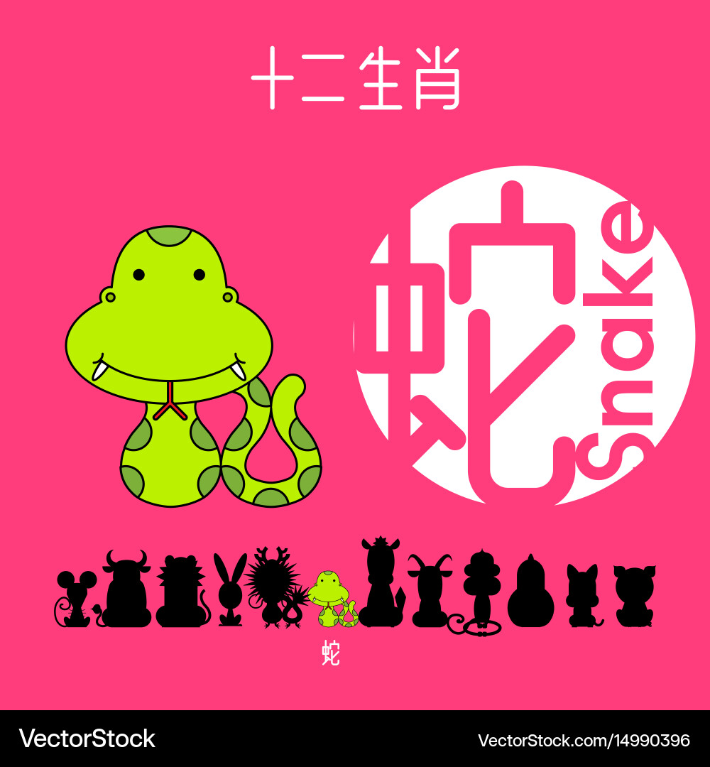 Chinese zodiac sign snake Royalty Free Vector Image