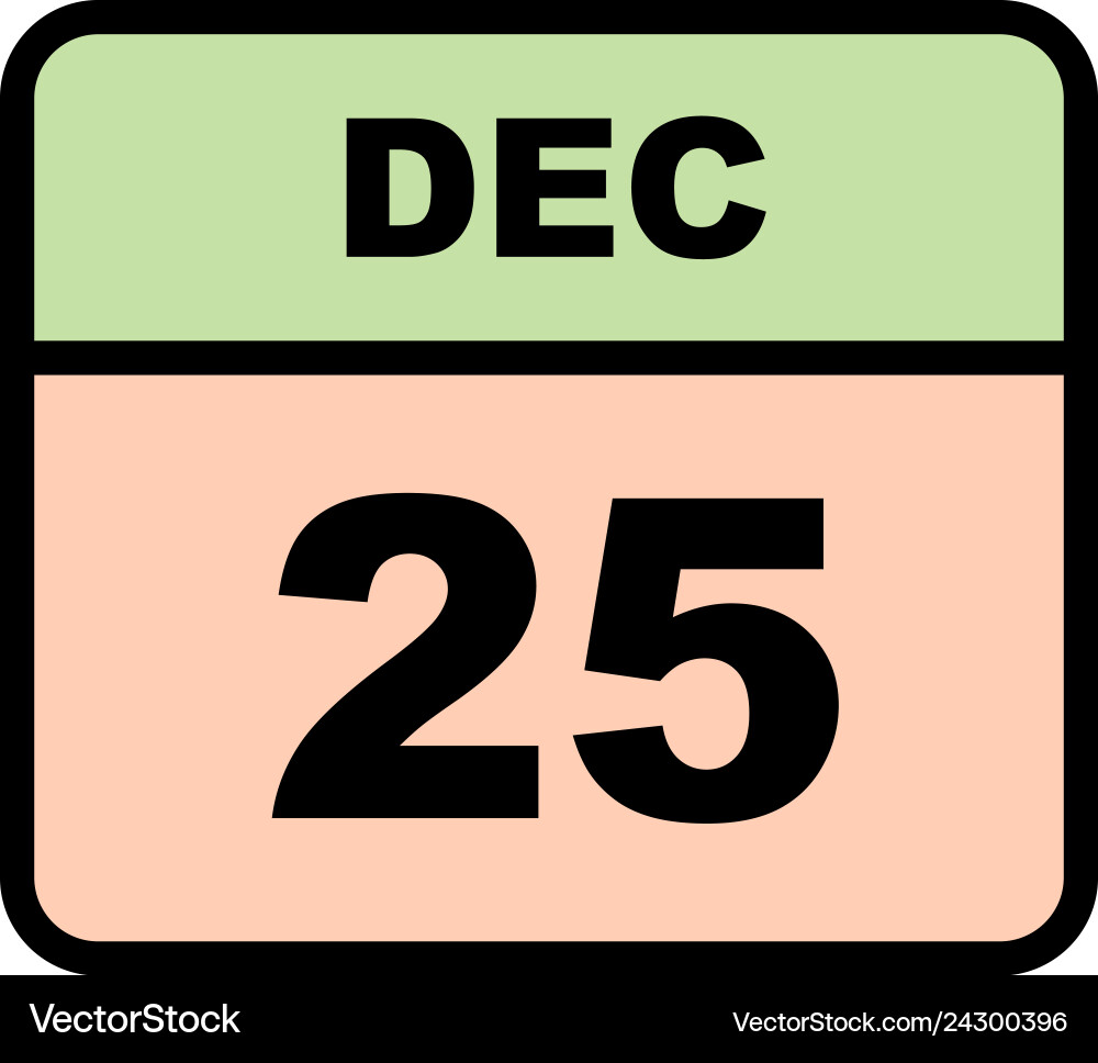 December 25th date on a single day calendar Vector Image