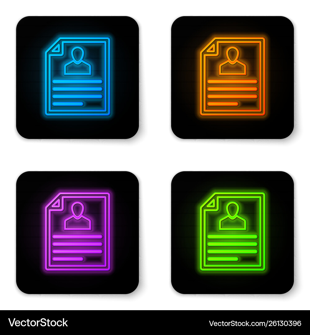 Glowing neon resume icon isolated on white Vector Image
