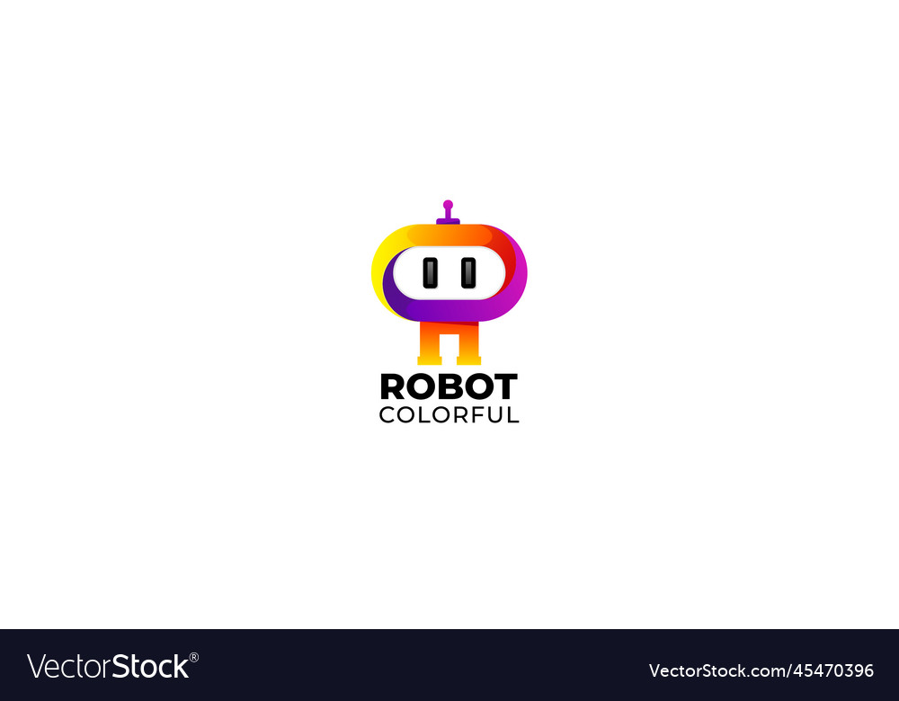 Gradient robot logo design Royalty Free Vector Image