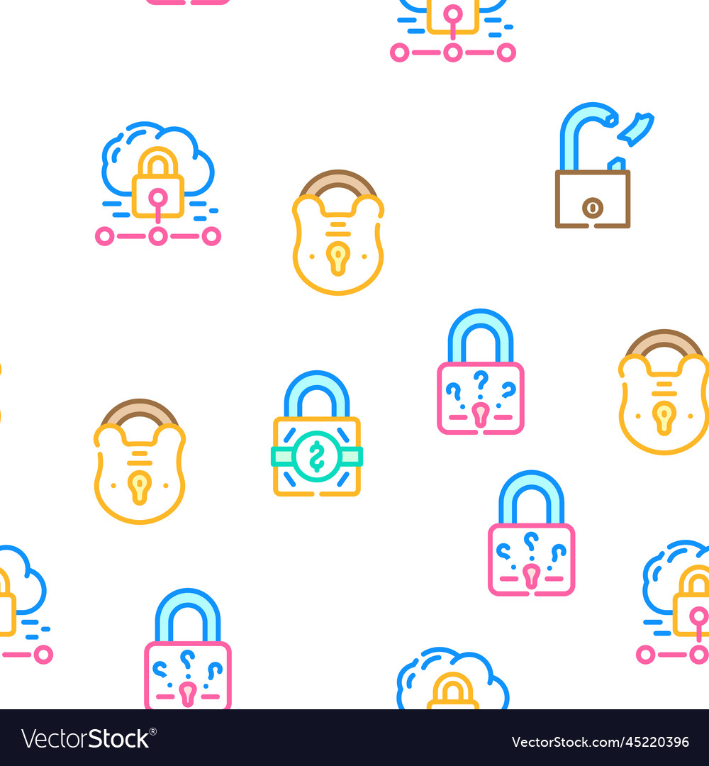 Padlock Lock Safe Password Seamless Pattern Vector Image