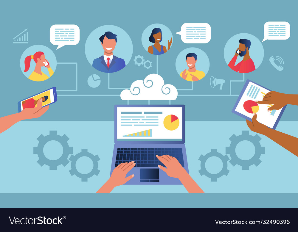 Remote teamwork concept Royalty Free Vector Image