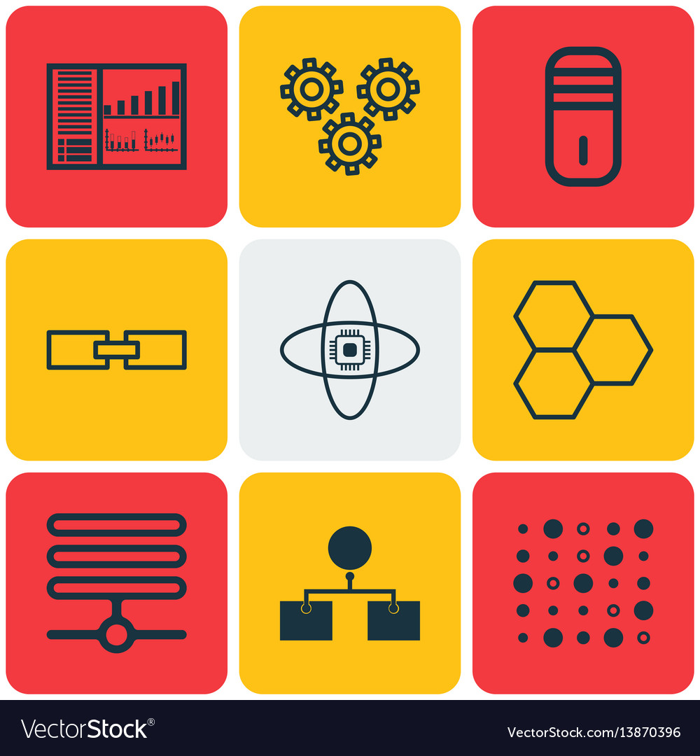 Set of 9 robotics icons includes controlling Vector Image