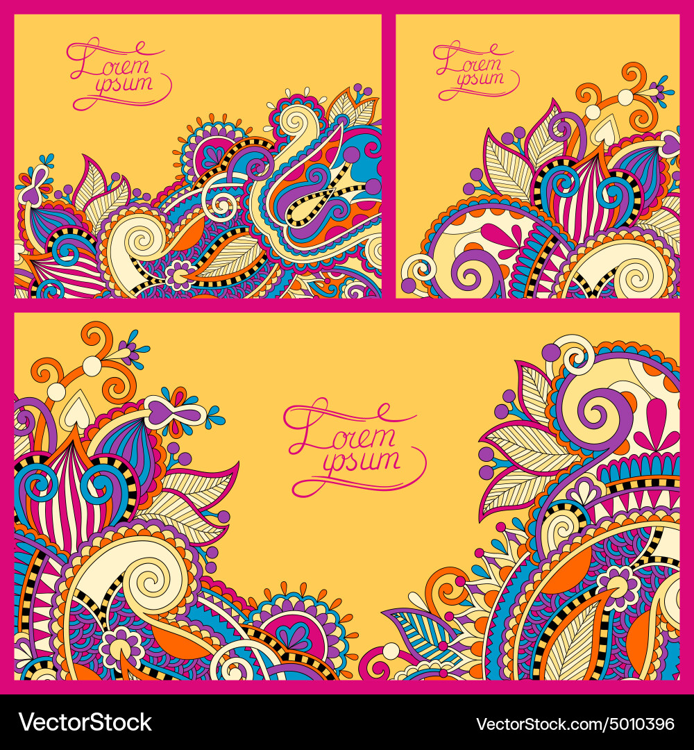 Set of floral yellow background template frame Vector Image